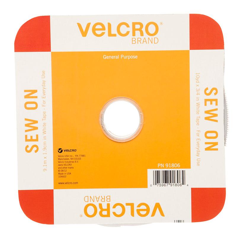 Sew On 3/4 Velcro White